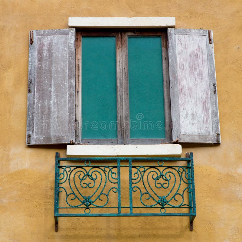 Open Window On yellow Wall stock image. Image of decorative - 33404271