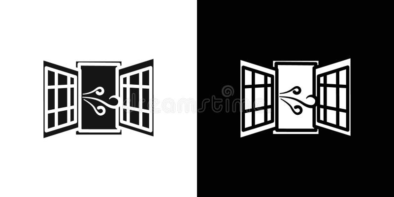Open Windows Icon Flat Vector Set Outline Stock Vector - Illustration ...