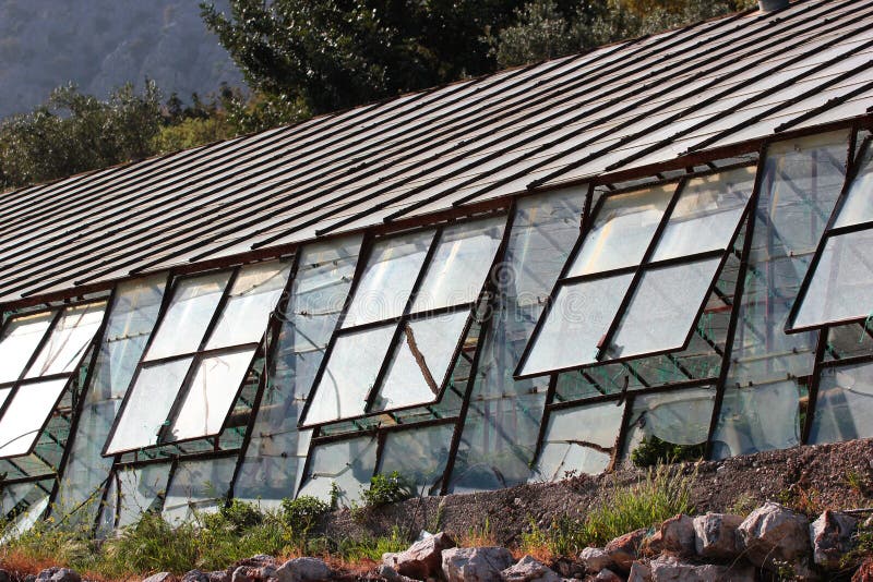 Open Windows in an Old Glass Greenhouse Stock Photo - Image of exterior ...