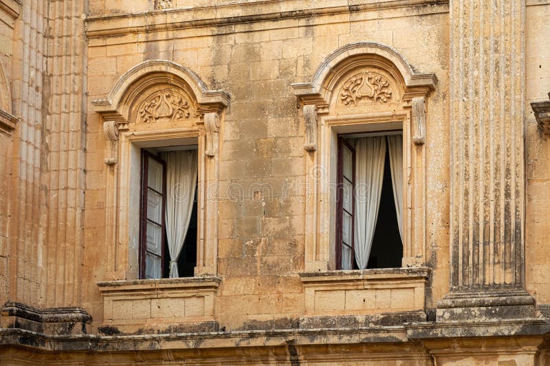 Open Windows in Old Town of Mdina Malta Stock Photo - Image of culture ...