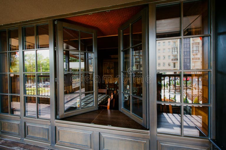 Open Windows in a Restaurant Stock Image - Image of comfortable, lounge ...