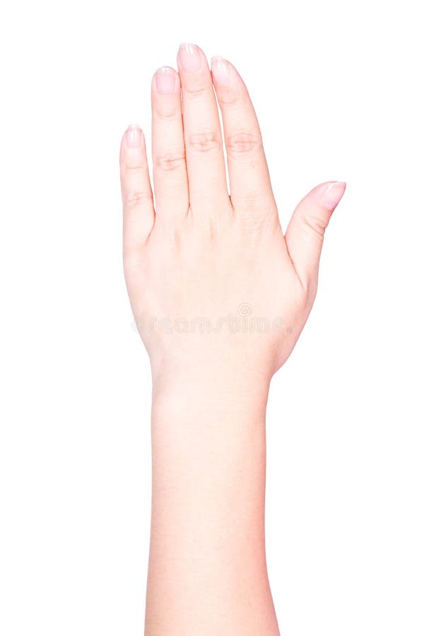 Woman Right Hand Showing the Five Fingers Isolated. Stock Image - Image ...