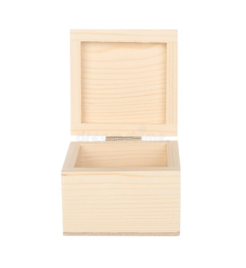 Open Wood Box Isolated on White Stock Image - Image of brown, open ...