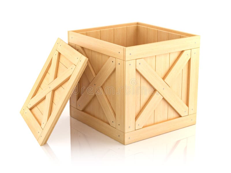 Open wooden box 3D stock illustration. Illustration of pack - 40909784