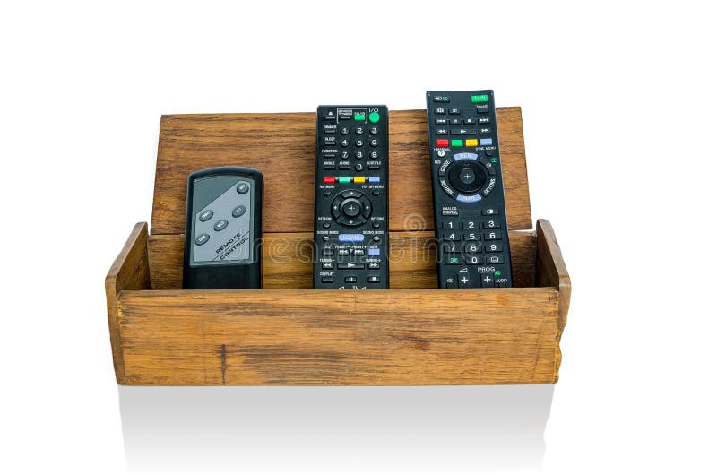 Open Wooden Box with Remote Control Inside Stock Image - Image of ...