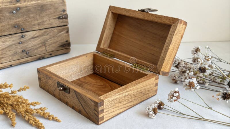 Open Wooden Box Showing Dovetail Joints and Brass Hinges Stock Photo ...