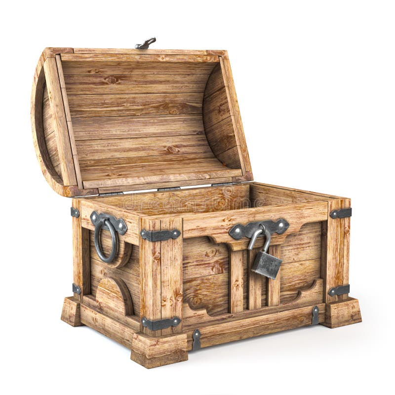 Old Wooden Treasure Chest Box with Glow from Inside Stock Illustration ...