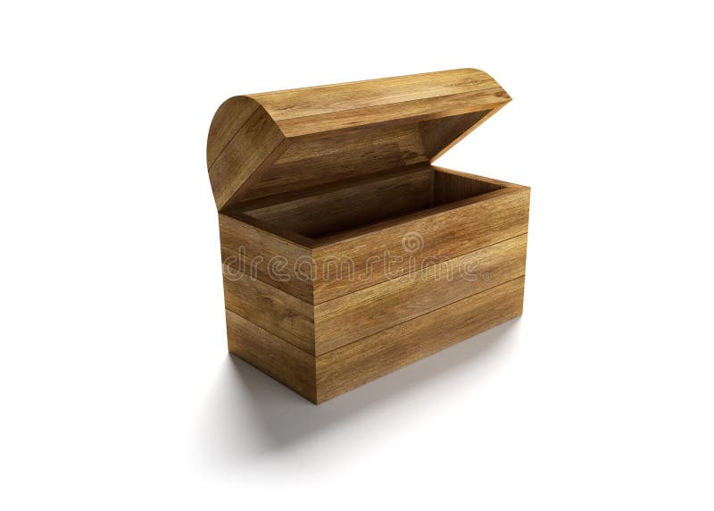 Open Wooden Chest on the White Stock Illustration - Illustration of ...