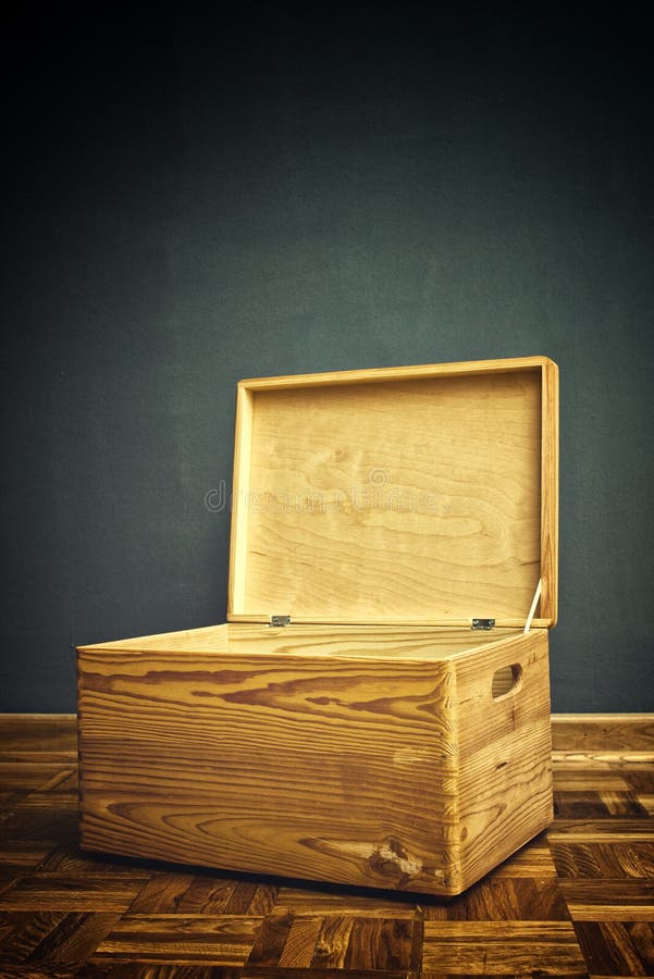 Open Wooden Crate Box on the Floor Stock Photo - Image of crate ...
