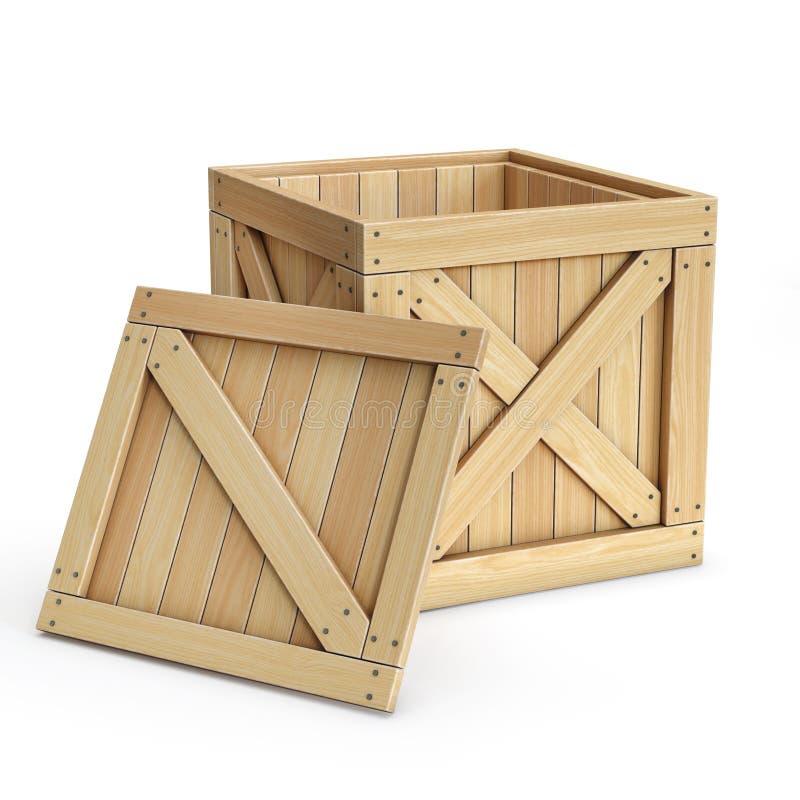 Wooden Crate Front View, Cargo Box Texture 3d Rendering Stock ...