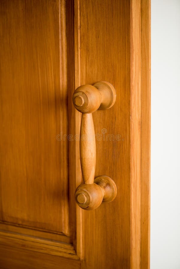 Open Wooden Door with a Beautiful Wooden Handle Stock Photo - Image of ...