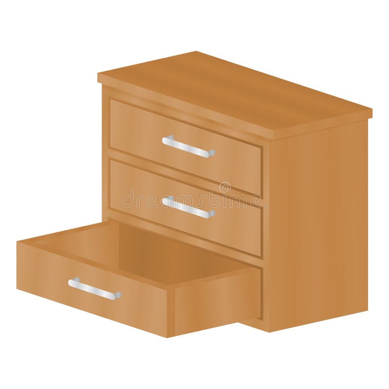 Open Wooden Drawer Furniture Vector Stock Vector - Illustration of ...