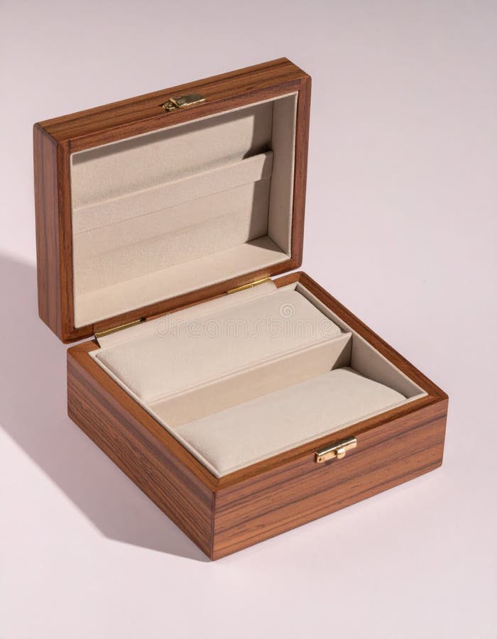 Open Wooden Jewelry Box with Beige Interior Stock Illustration ...