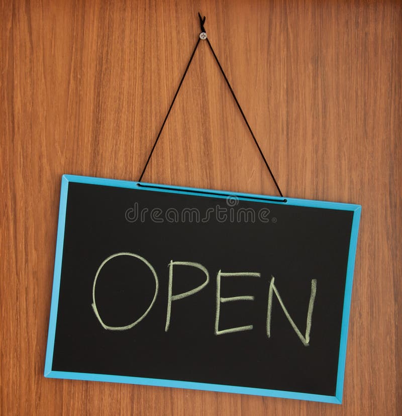 Open word on blackboard stock image. Image of symbol - 29199073