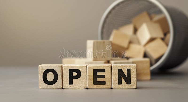 Open - Word Concept from Wooden Blocks on Desk Stock Image - Image of ...