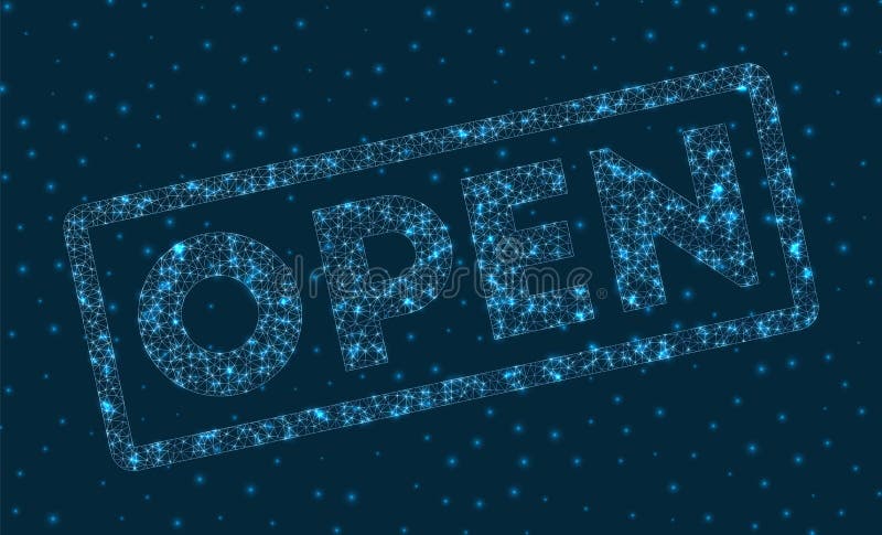 NOW OPEN Word on White Background 3d Rendering Stock Illustration ...