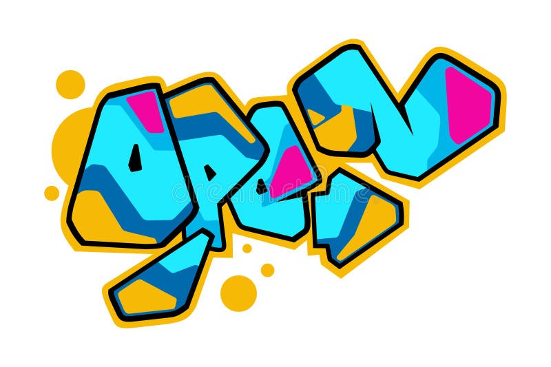 Open Word Graffiti Text Sticker Illustration Stock Vector ...