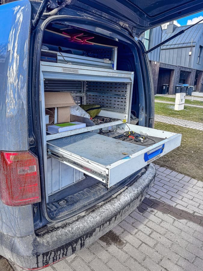 Open Work Van with Organized Tool Storage, Professional Service Vehicle ...