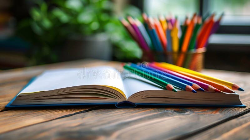 Open Workbook Pages Await Creative Exploration Alongside Vibrant ...