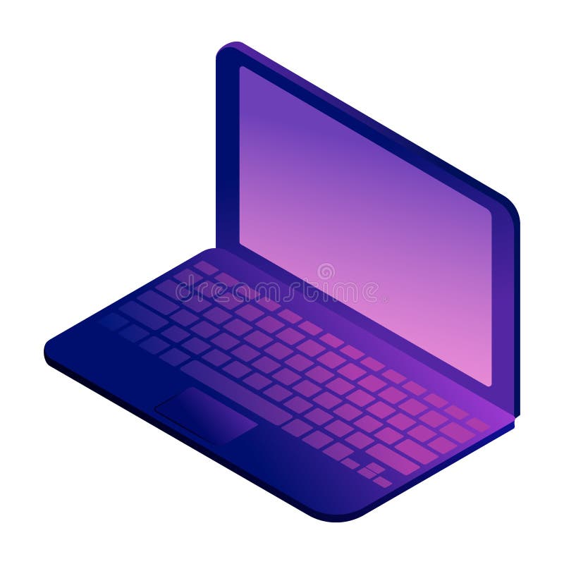 Open Working Laptop with Screen on. Isometric Stock Illustration - Illustration of internet ...