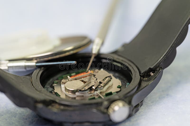 Open Wristwatch Shows Its Inner Workings Stock Photo - Image of ...