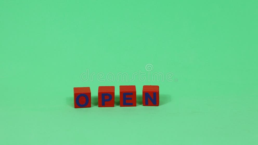 OPEN Writing on Green Background To Write Text Stock Image - Image of ...
