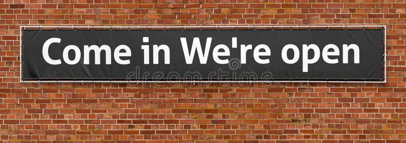 We are open stock image. Image of wall, advertisement - 94235519
