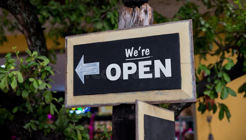 We are Open Written on a Wooden Sign Board Stock Photo - Image of ...
