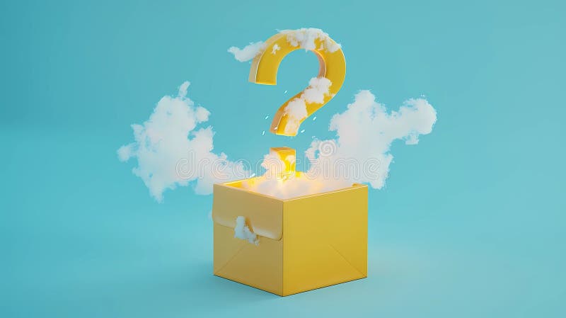 Open Yellow Box with Question Mark on Blue Background, Generative AI ...