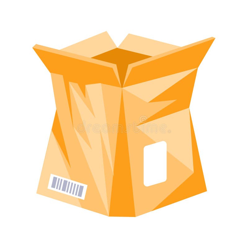 Open Cardboard Box with Barcode Waiting for Content Stock Illustration ...