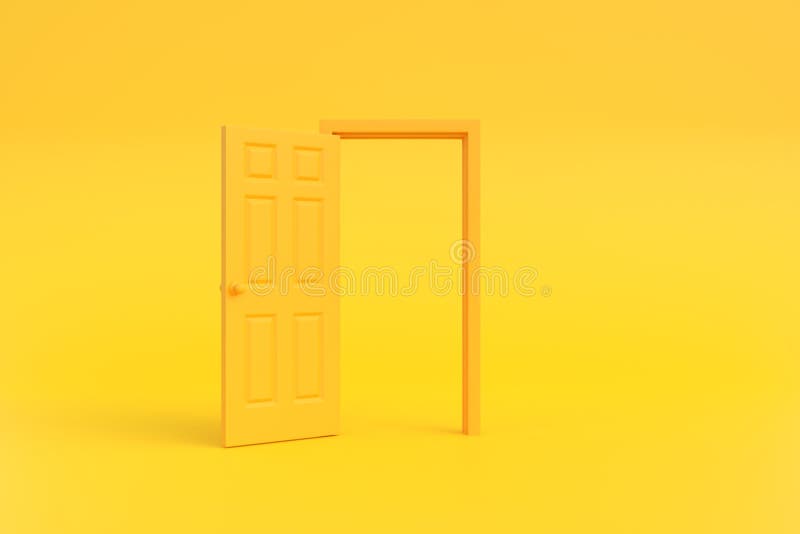 Open Yellow Door in a Room with a Yellow Background Stock Illustration ...