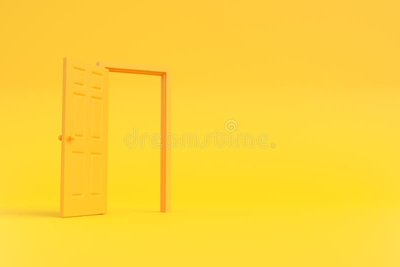 Open Yellow Door in a Room with a Yellow Background Stock Illustration ...