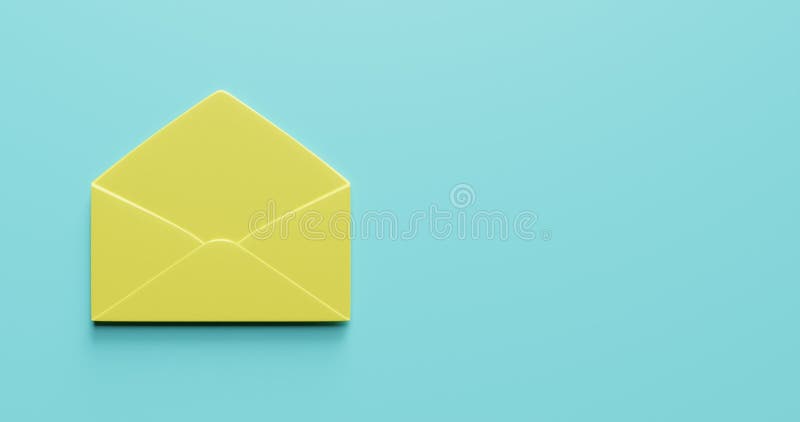 Open Yellow Envelope on a Blue Background. 3d Rendering Stock ...