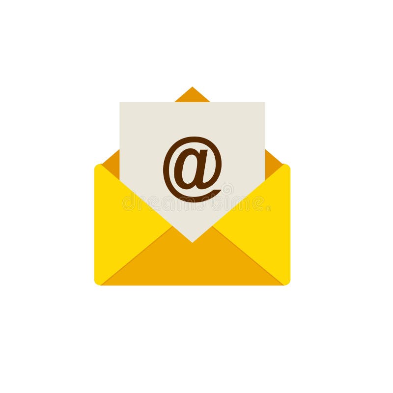 Open Yellow Envelope with Email Symbol Inside Depicting Communication ...