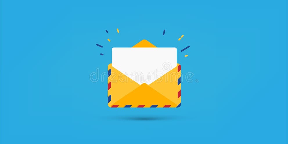 Open Yellow Envelope with White Sheet Illustration Stock Vector ...