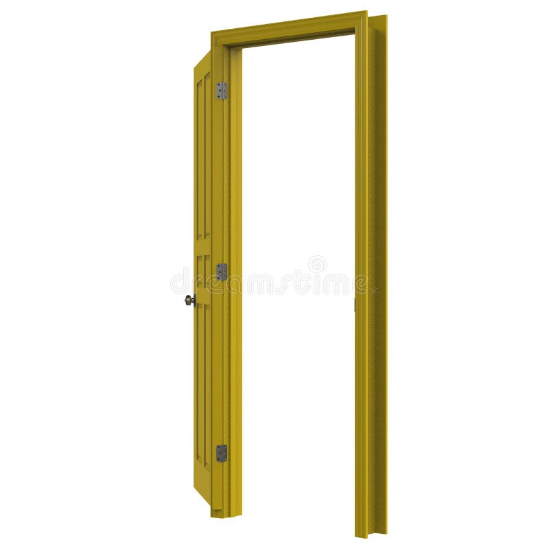 Open Yellow Isolated Door Closed 3d Illustration Rendering Stock ...