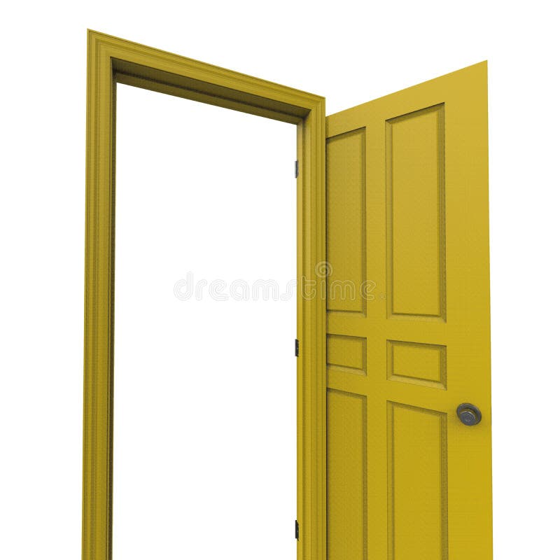 Open Yellow Isolated Door Closed 3d Illustration Rendering Stock ...