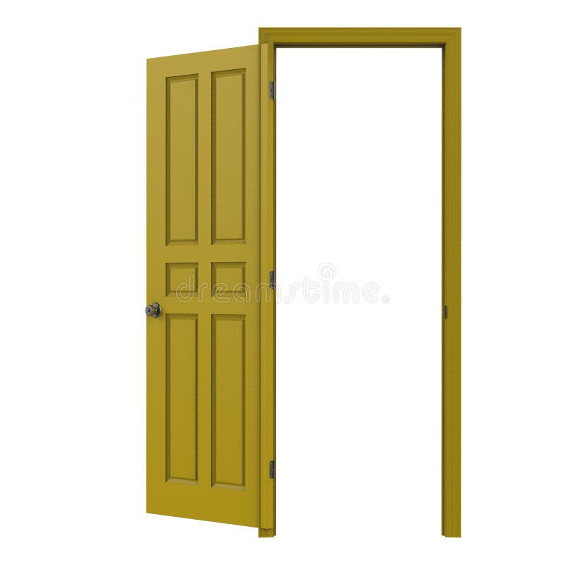 Open Yellow Isolated Door Closed 3d Illustration Rendering Stock ...