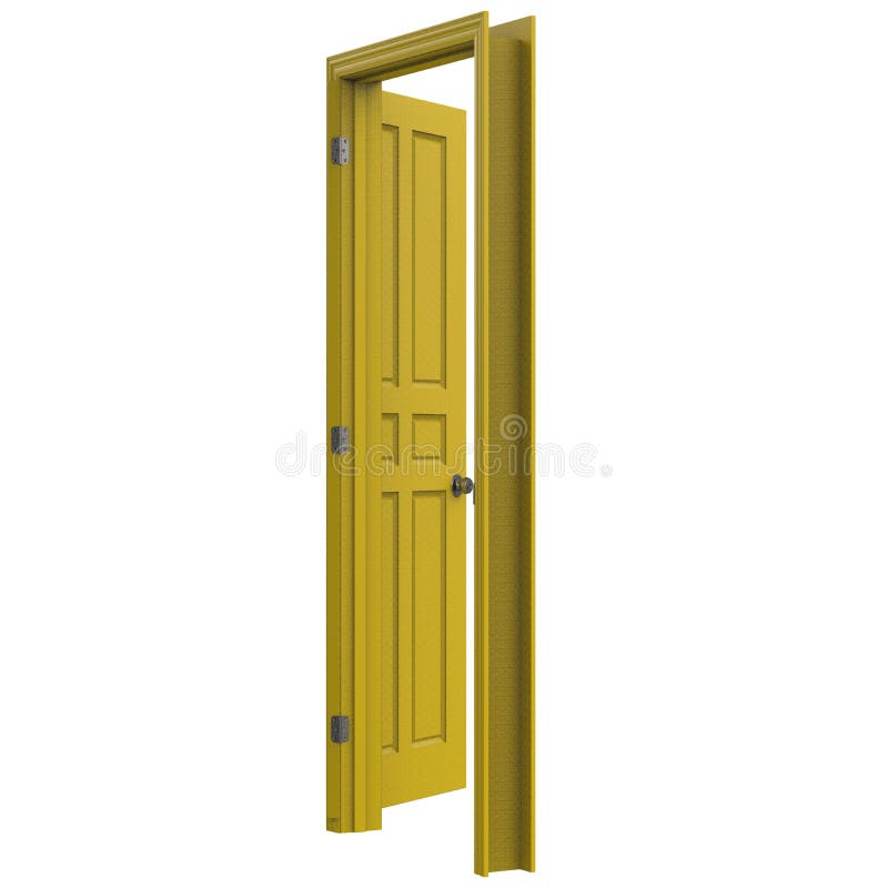 Open Yellow Isolated Door Closed 3d Illustration Rendering Stock ...