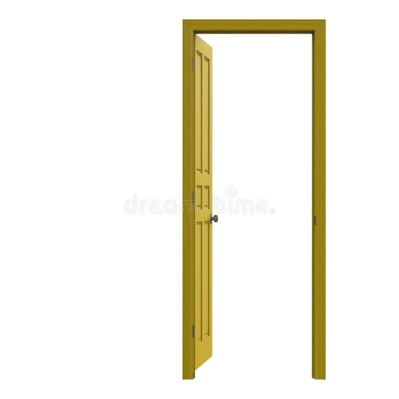 Open Yellow Isolated Door Closed 3d Illustration Rendering Stock ...