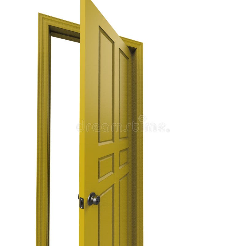 Open Yellow Isolated Door Closed 3d Illustration Rendering Stock ...