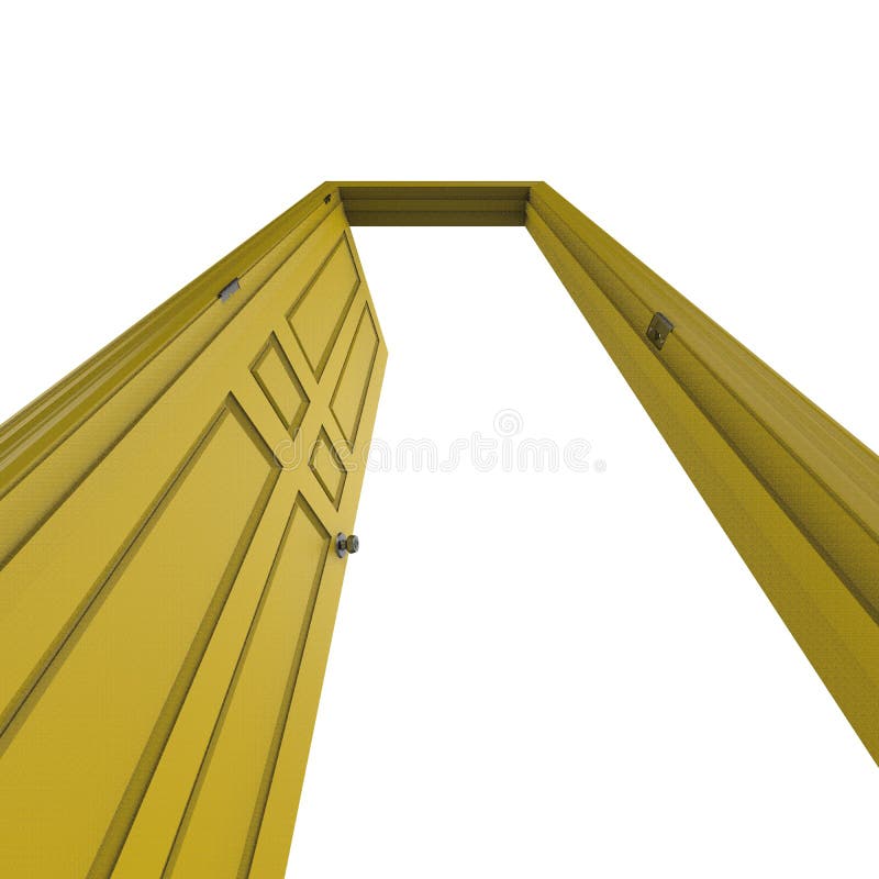 Open Yellow Isolated Door Closed 3d Illustration Rendering Stock ...