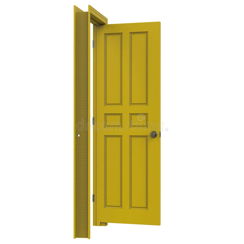 Open Yellow Isolated Door Closed 3d Illustration Rendering Stock ...