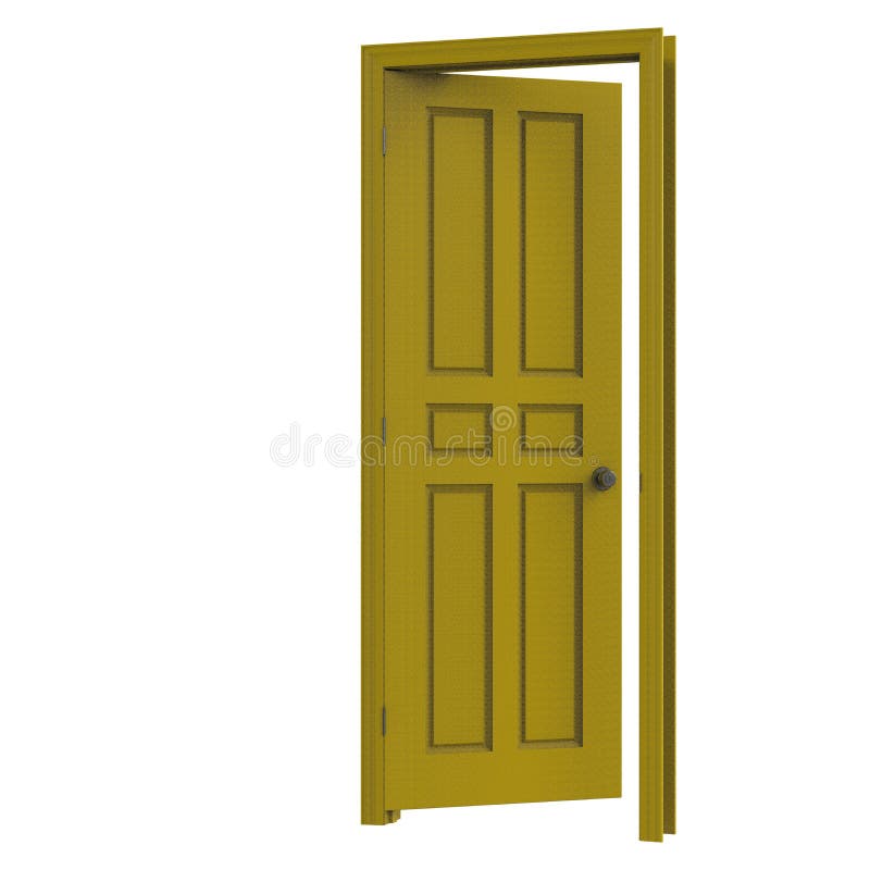 Open Yellow Isolated Door Closed 3d Illustration Rendering Stock ...
