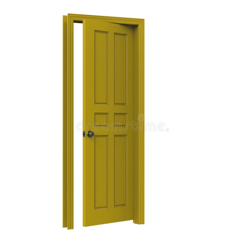 Open Yellow Isolated Door Closed 3d Illustration Rendering Stock ...