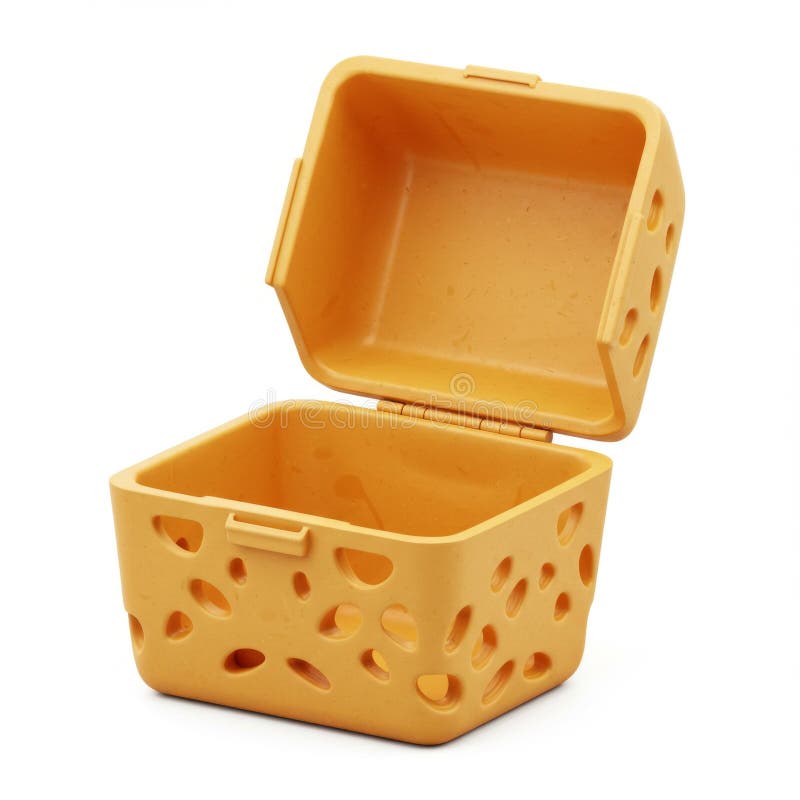 Open Yellow Plastic Storage Box with Cutout Pattern Stock Illustration ...
