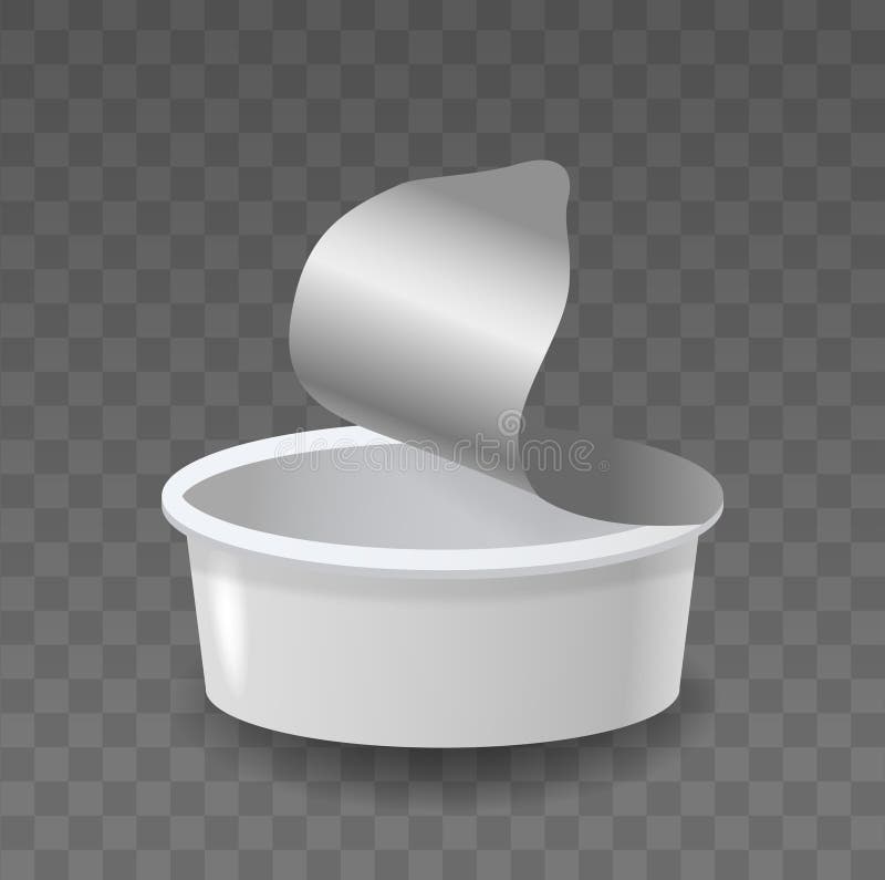 Open Yogurt Container with a Silver Foil Lid on Transparent Background ...