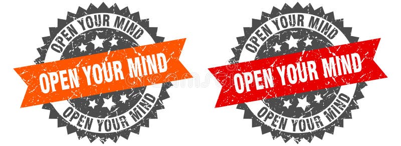 Open Your Mind Band Sign. Open Your Mind Grunge Stamp Set Stock Vector ...