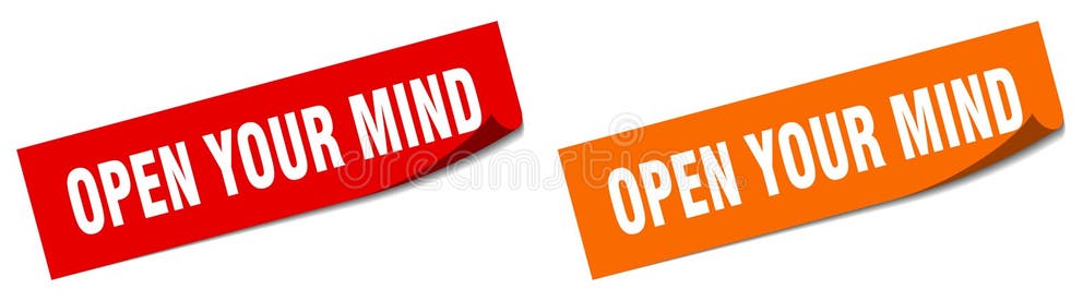 Open Your Mind Sticker. Open Your Mind Sign Set Stock Vector ...
