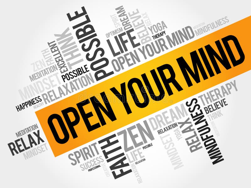 Open your mind word cloud stock illustration. Illustration of ...